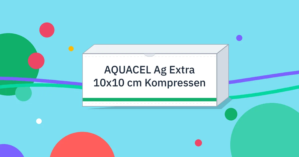 Symbolbild: Packung mit der Aufschrift AQUACEL Ag Extra 10x10 cm Kompressen (PZN 10776836) – Verfügbarkeit und Bezug in Apotheken in Frankfurt am Main