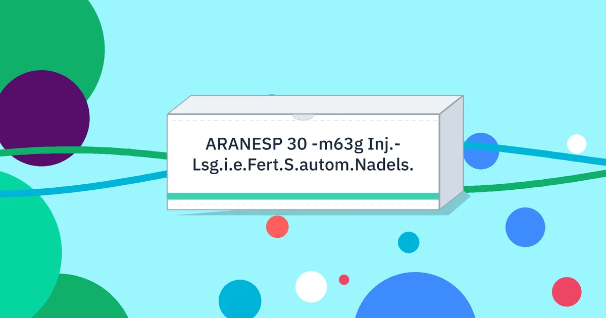 Symbolbild: Packung mit der Aufschrift ARANESP 30 -m63g Inj.-Lsg.i.e.Fert.S.autom.Nadels. (PZN 07410267) – Verfügbarkeit und Bezug in Apotheken in Frankfurt am Main