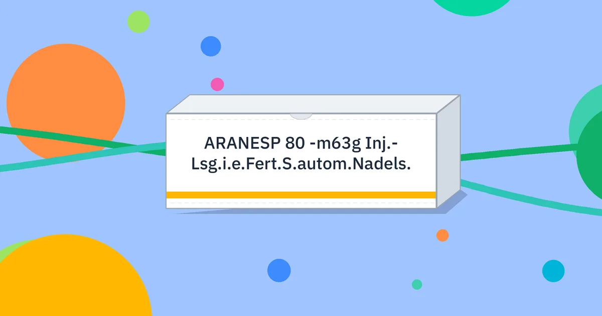 Symbolbild: Packung mit der Aufschrift ARANESP 80 -m63g Inj.-Lsg.i.e.Fert.S.autom.Nadels. (PZN 16933857) – Verfügbarkeit und Bezug in Apotheken in Frankfurt am Main