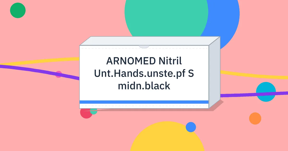 Symbolbild: Packung mit der Aufschrift ARNOMED Nitril Unt.Hands.unste.pf S midn.black (PZN 18137099) – Verfügbarkeit und Bezug in Apotheken in Frankfurt am Main
