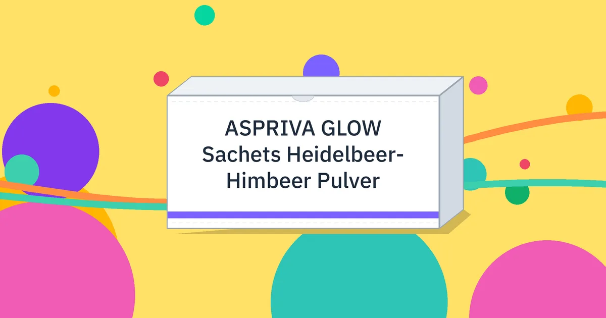 Symbolbild: Packung mit der Aufschrift ASPRIVA GLOW Sachets Heidelbeer-Himbeer Pulver (PZN 19270280) – Verfügbarkeit und Bezug in Apotheken in Frankfurt am Main