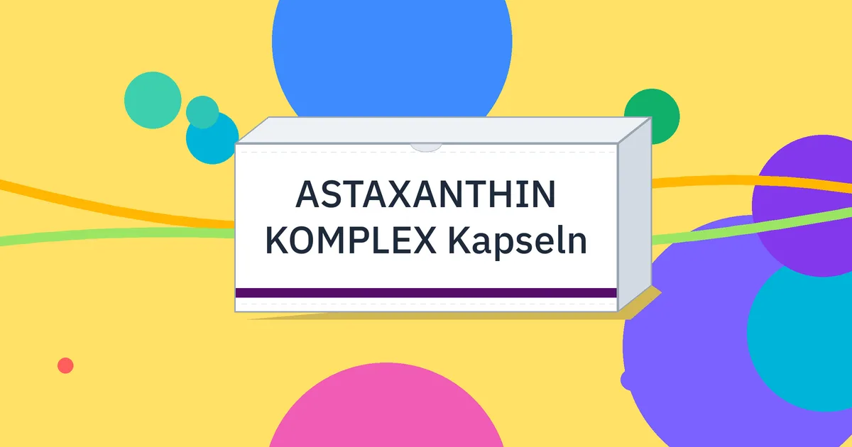 Symbolbild: Packung mit der Aufschrift ASTAXANTHIN KOMPLEX Kapseln (PZN 12511852) – Verfügbarkeit und Bezug in Apotheken in Frankfurt am Main