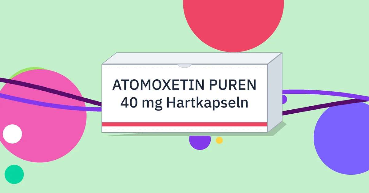 Symbolbild: Packung mit der Aufschrift ATOMOXETIN PUREN 40 mg Hartkapseln (PZN 14375689) – Verfügbarkeit und Bezug in Apotheken in Frankfurt am Main