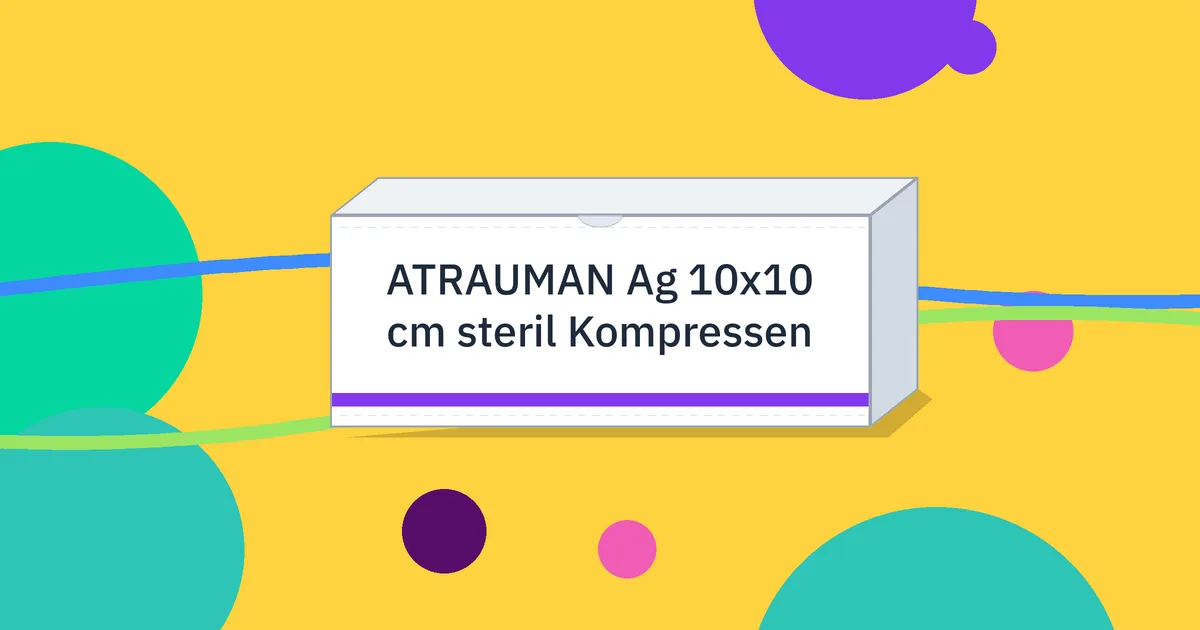 Symbolbild: Packung mit der Aufschrift ATRAUMAN Ag 10x10 cm steril Kompressen (PZN 18124725) – Verfügbarkeit und Bezug in Apotheken in Frankfurt am Main