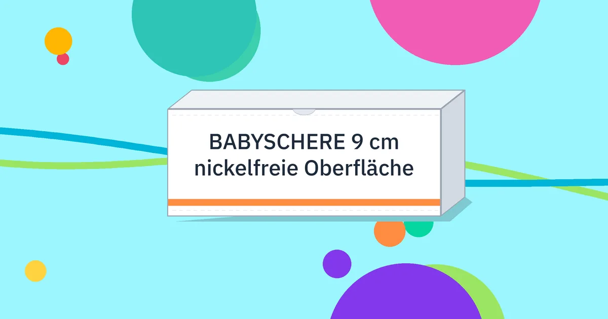 Symbolbild: Packung mit der Aufschrift BABYSCHERE 9 cm nickelfreie Oberfläche (PZN 16792842) – Verfügbarkeit und Bezug in Apotheken in Frankfurt am Main