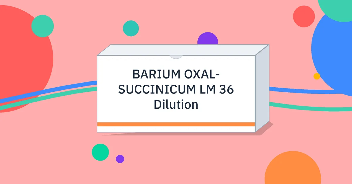 Symbolbild: Packung mit der Aufschrift BARIUM OXAL-SUCCINICUM LM 36 Dilution (PZN 13378852) – Verfügbarkeit und Bezug in Apotheken in Frankfurt am Main