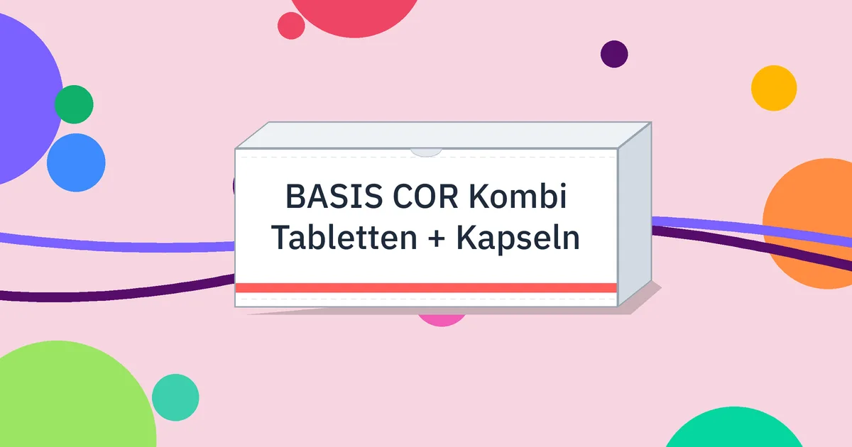Symbolbild: Packung mit der Aufschrift BASIS COR Kombi Tabletten + Kapseln (PZN 12338804) – Verfügbarkeit und Bezug in Apotheken in Frankfurt am Main