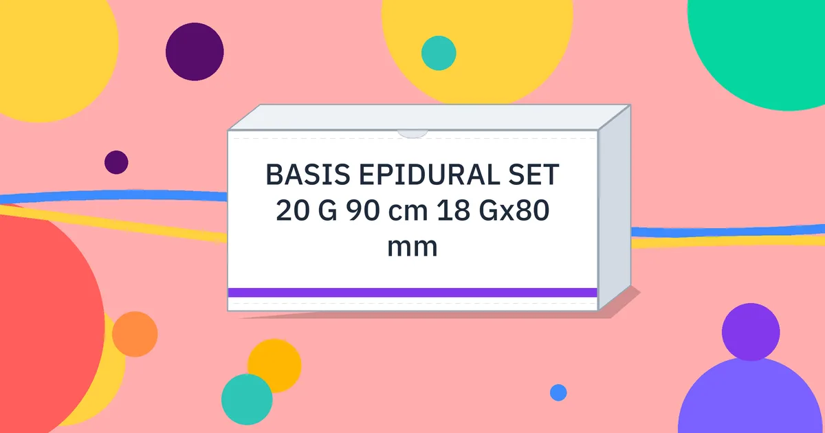 Symbolbild: Packung mit der Aufschrift BASIS EPIDURAL SET 20 G 90 cm 18 Gx80 mm (PZN 12517493) – Verfügbarkeit und Bezug in Apotheken in Frankfurt am Main