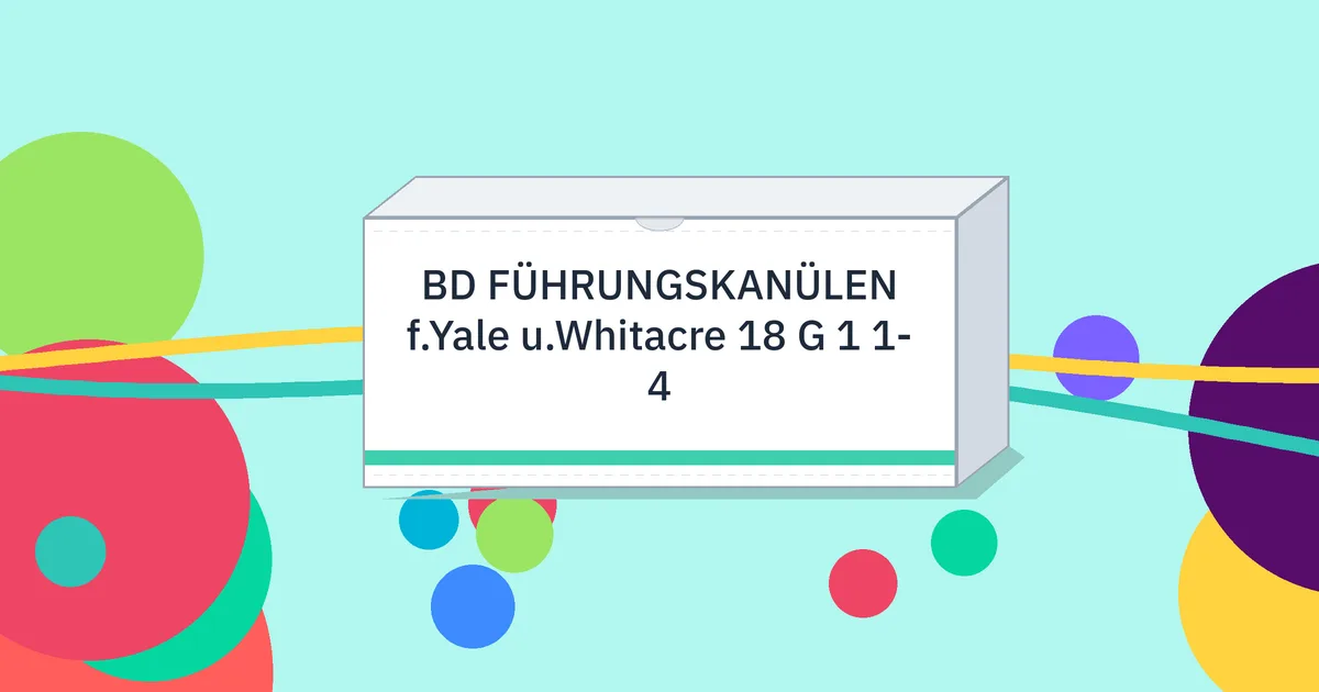 Symbolbild: Packung mit der Aufschrift BD FÜHRUNGSKANÜLEN f.Yale u.Whitacre 18 G 1 1-4 (PZN 07546280) – Verfügbarkeit und Bezug in Apotheken in Frankfurt am Main