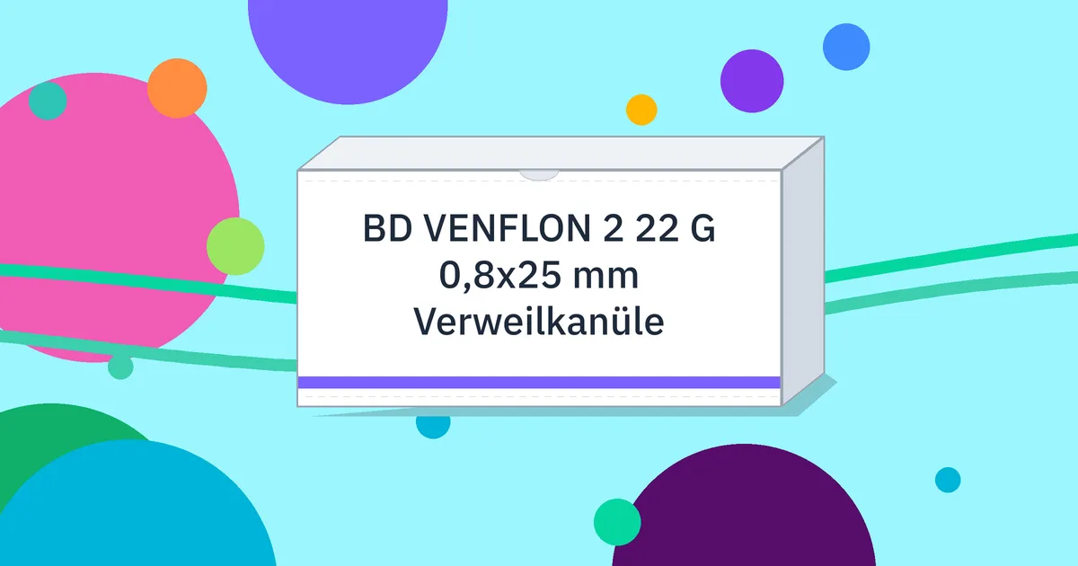 Symbolbild: Packung mit der Aufschrift BD VENFLON 2 22 G 0,8x25 mm Verweilkanüle (PZN 03533033) – Verfügbarkeit und Bezug in Apotheken in Frankfurt am Main