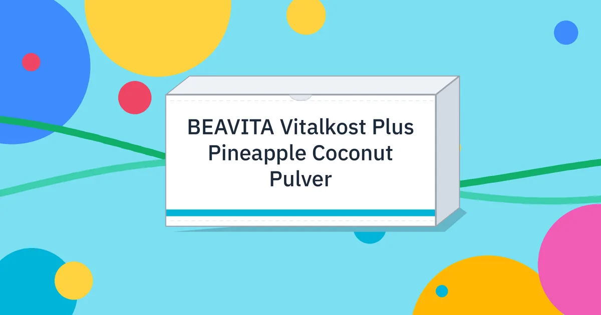 Symbolbild: Packung mit der Aufschrift BEAVITA Vitalkost Plus Pineapple Coconut Pulver (PZN 15587353) – Verfügbarkeit und Bezug in Apotheken in Frankfurt am Main