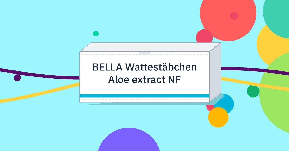 Symbolbild: Packung mit der Aufschrift BELLA Wattestäbchen Aloe extract NF (PZN 01344322) – Verfügbarkeit und Bezug in Apotheken in Frankfurt am Main