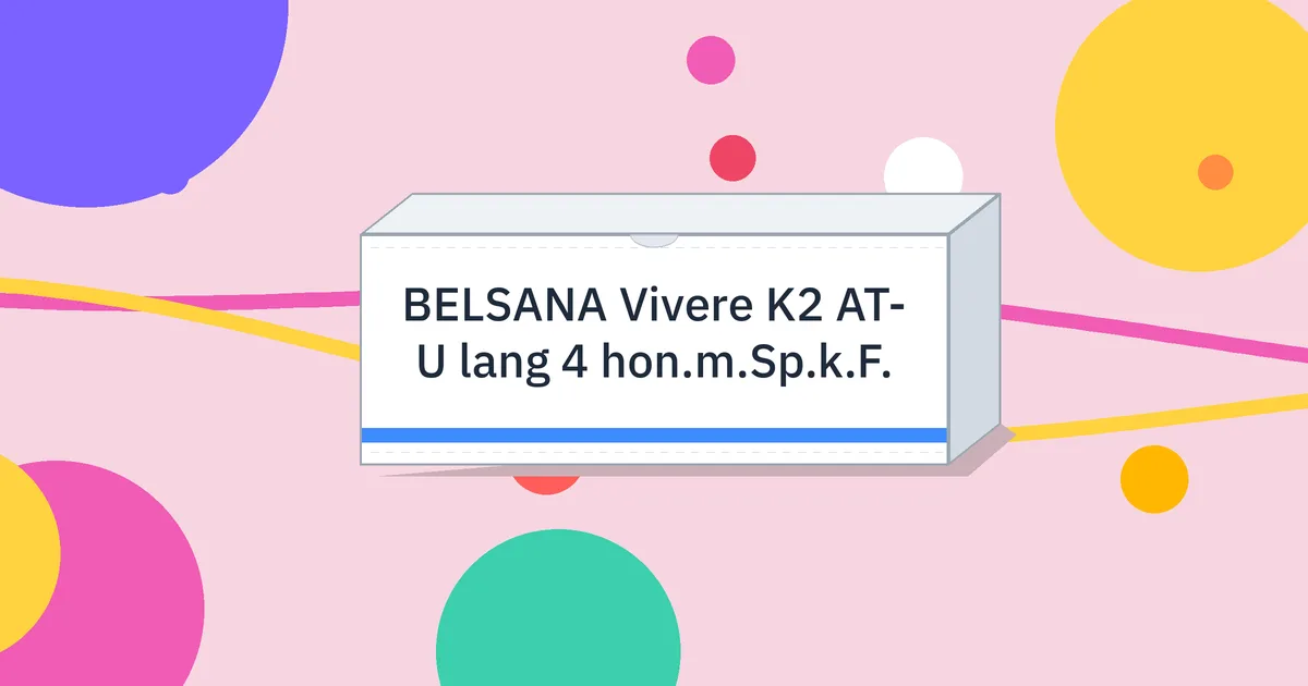 Symbolbild: Packung mit der Aufschrift BELSANA Vivere K2 AT-U lang 4 hon.m.Sp.k.F. (PZN 08538839) – Verfügbarkeit und Bezug in Apotheken in Frankfurt am Main