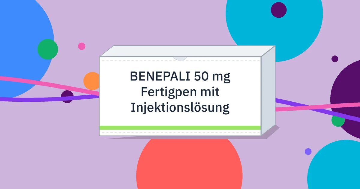 Symbolbild: Packung mit der Aufschrift BENEPALI 50 mg Fertigpen mit Injektionslösung (PZN 12378844) – Verfügbarkeit und Bezug in Apotheken in Frankfurt am Main