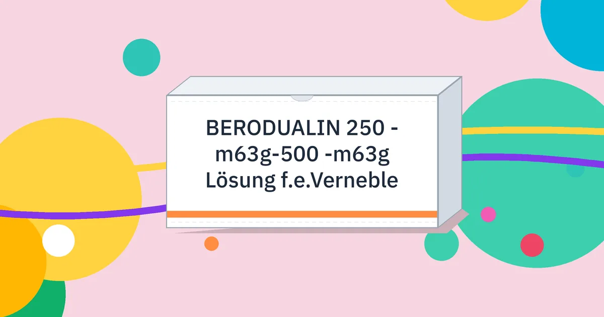 Symbolbild: Packung mit der Aufschrift BERODUALIN 250 -m63g-500 -m63g Lösung f.e.Verneble (PZN 19053921) – Verfügbarkeit und Bezug in Apotheken in Frankfurt am Main