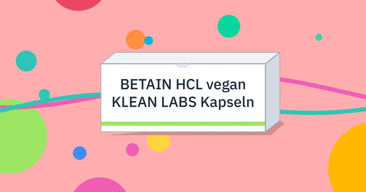 Symbolbild: Packung mit der Aufschrift BETAIN HCL vegan KLEAN LABS Kapseln (PZN 19809603) – Verfügbarkeit und Bezug in Apotheken in Frankfurt am Main