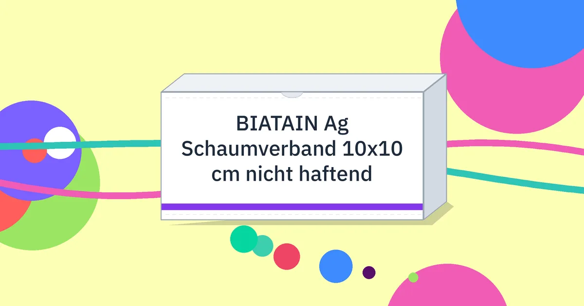 Symbolbild: Packung mit der Aufschrift BIATAIN Ag Schaumverband 10x10 cm nicht haftend (PZN 10210247) – Verfügbarkeit und Bezug in Apotheken in Frankfurt am Main