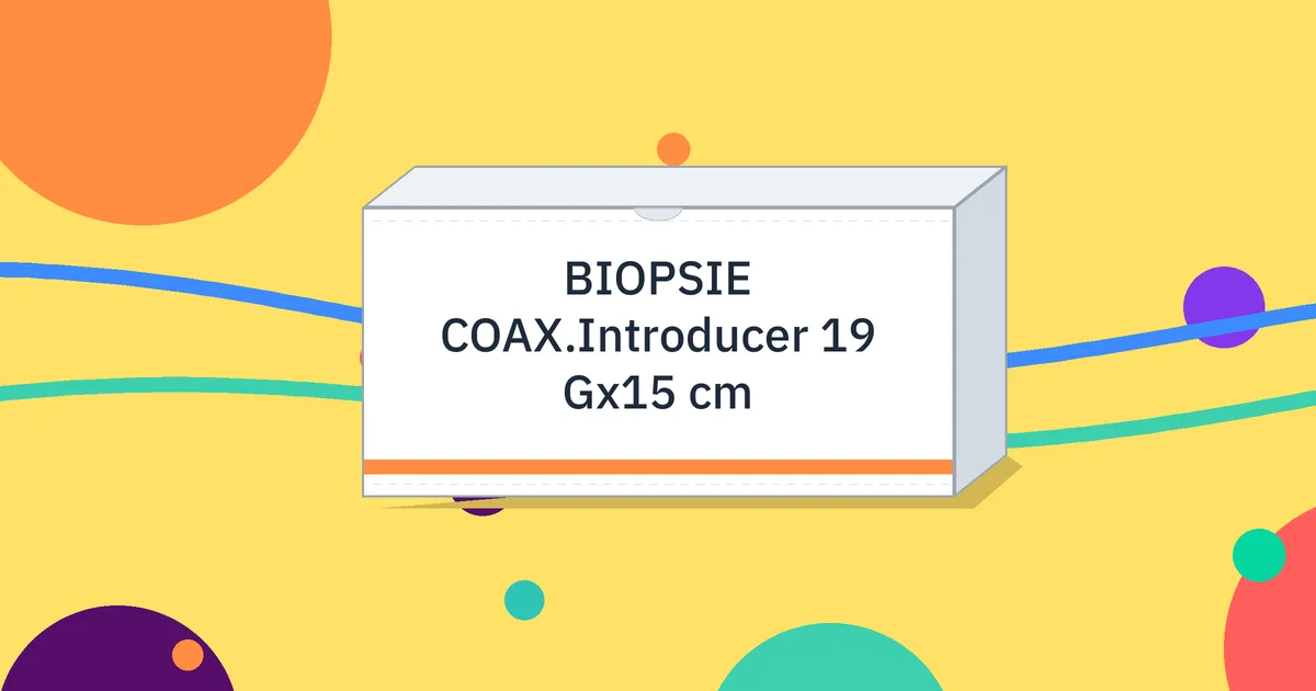 Symbolbild: Packung mit der Aufschrift BIOPSIE COAX.Introducer 19 Gx15 cm (PZN 18763879) – Verfügbarkeit und Bezug in Apotheken in Frankfurt am Main