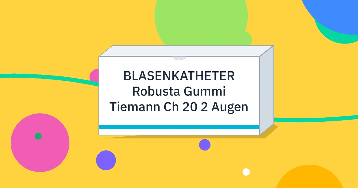 Symbolbild: Packung mit der Aufschrift BLASENKATHETER Robusta Gummi Tiemann Ch 20 2 Augen (PZN 09740537) – Verfügbarkeit und Bezug in Apotheken in Frankfurt am Main