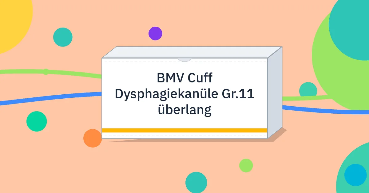 Symbolbild: Packung mit der Aufschrift BMV Cuff Dysphagiekanüle Gr.11 überlang (PZN 18382864) – Verfügbarkeit und Bezug in Apotheken in Frankfurt am Main