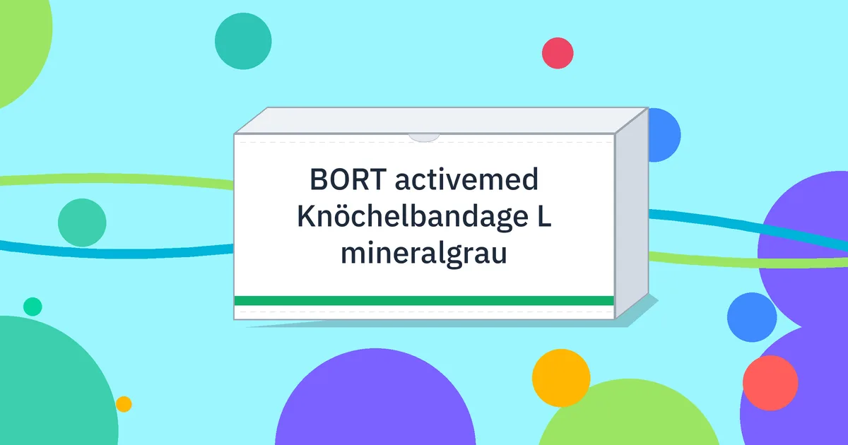 Symbolbild: Packung mit der Aufschrift BORT activemed Knöchelbandage L mineralgrau (PZN 15256432) – Verfügbarkeit und Bezug in Apotheken in Frankfurt am Main