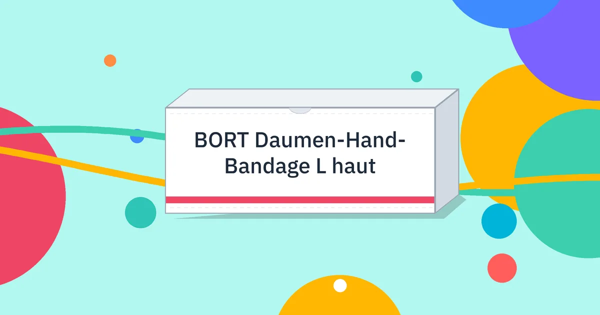 Symbolbild: Packung mit der Aufschrift BORT Daumen-Hand-Bandage L haut (PZN 02406870) – Verfügbarkeit und Bezug in Apotheken in Frankfurt am Main