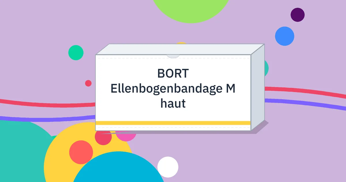Symbolbild: Packung mit der Aufschrift BORT Ellenbogenbandage M haut (PZN 02688236) – Verfügbarkeit und Bezug in Apotheken in Frankfurt am Main