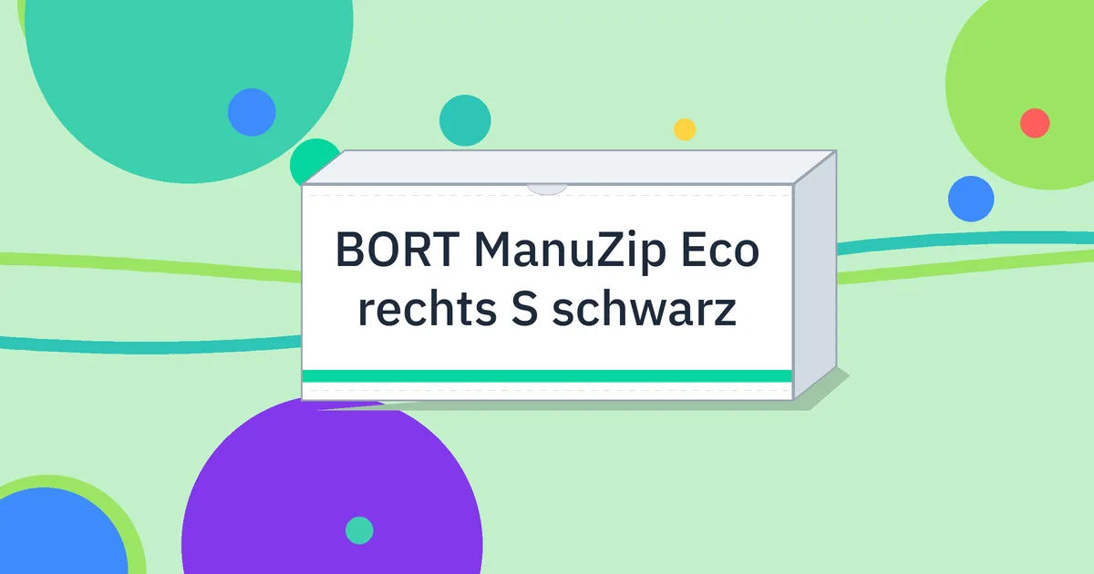 Symbolbild: Packung mit der Aufschrift BORT ManuZip Eco rechts S schwarz (PZN 10995308) – Verfügbarkeit und Bezug in Apotheken in Frankfurt am Main