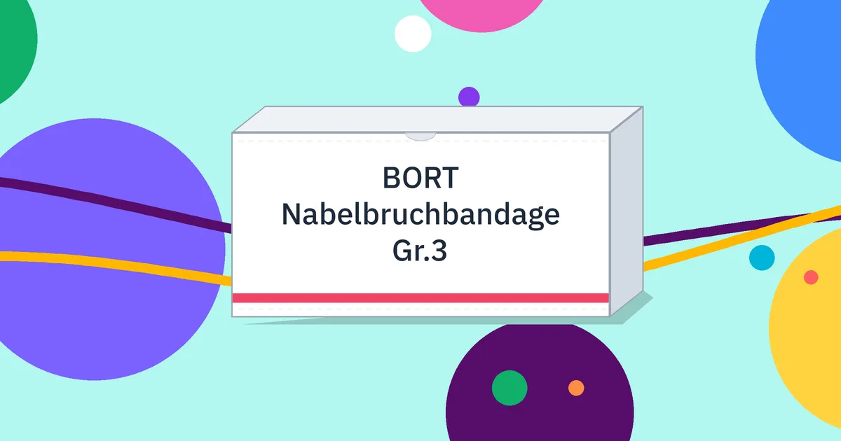 Symbolbild: Packung mit der Aufschrift BORT Nabelbruchbandage Gr.3 (PZN 00221793) – Verfügbarkeit und Bezug in Apotheken in Frankfurt am Main