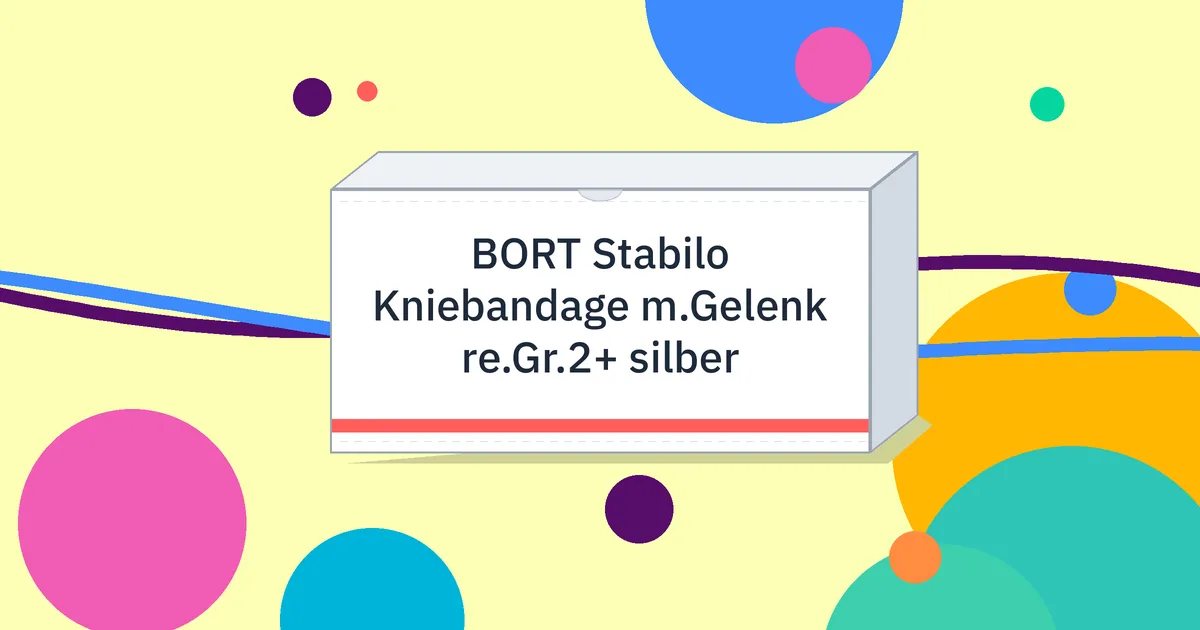 Symbolbild: Packung mit der Aufschrift BORT Stabilo Kniebandage m.Gelenk re.Gr.2+ silber (PZN 16845811) – Verfügbarkeit und Bezug in Apotheken in Frankfurt am Main