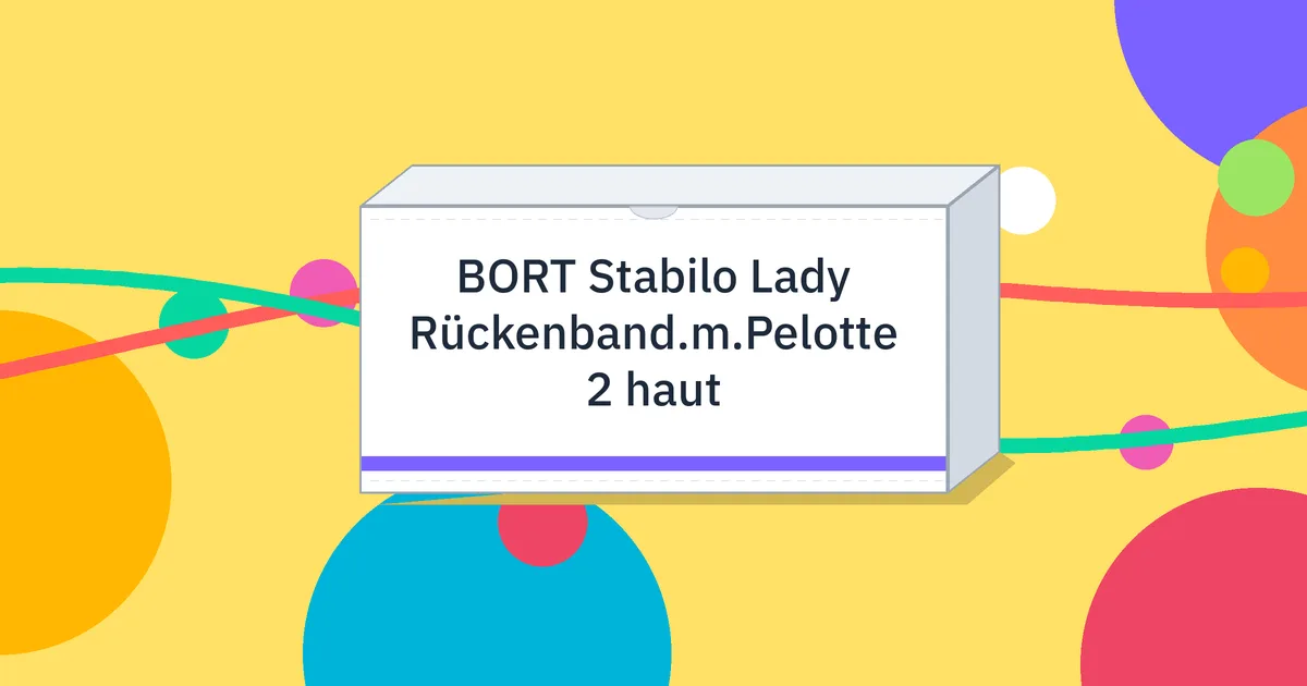 Symbolbild: Packung mit der Aufschrift BORT Stabilo Lady Rückenband.m.Pelotte 2 haut (PZN 07672748) – Verfügbarkeit und Bezug in Apotheken in Frankfurt am Main