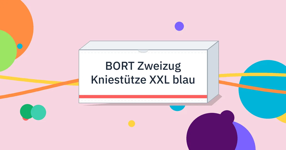 Symbolbild: Packung mit der Aufschrift BORT Zweizug Kniestütze XXL blau (PZN 00206500) – Verfügbarkeit und Bezug in Apotheken in Frankfurt am Main