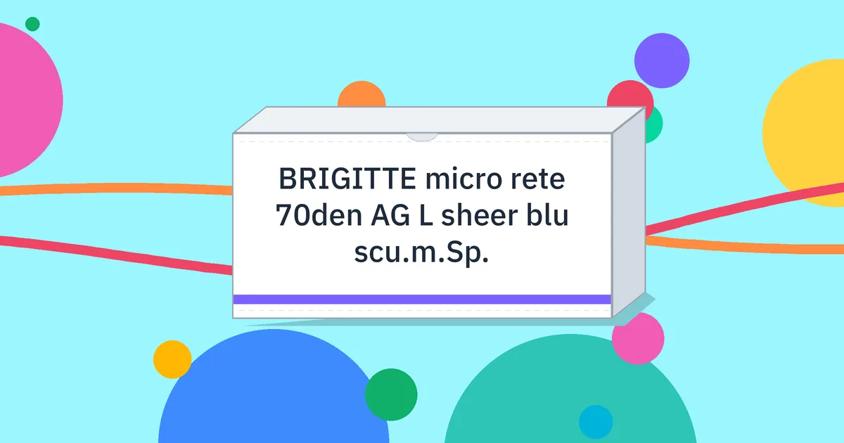 Symbolbild: Packung mit der Aufschrift BRIGITTE micro rete 70den AG L sheer blu scu.m.Sp. (PZN 16183072) – Verfügbarkeit und Bezug in Apotheken in Frankfurt am Main