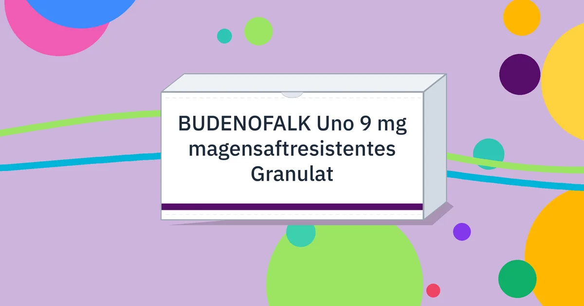 Symbolbild: Packung mit der Aufschrift BUDENOFALK Uno 9 mg magensaftresistentes Granulat (PZN 11872772) – Verfügbarkeit und Bezug in Apotheken in Frankfurt am Main