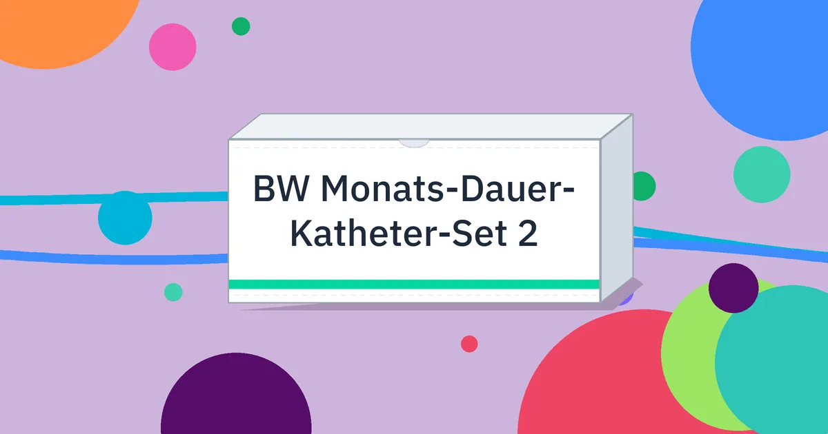 Symbolbild: Packung mit der Aufschrift BW Monats-Dauer-Katheter-Set 2 (PZN 10029223) – Verfügbarkeit und Bezug in Apotheken in Frankfurt am Main