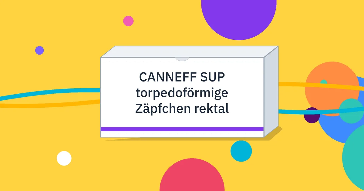 Symbolbild: Packung mit der Aufschrift CANNEFF SUP torpedoförmige Zäpfchen rektal (PZN 18426308) – Verfügbarkeit und Bezug in Apotheken in Frankfurt am Main
