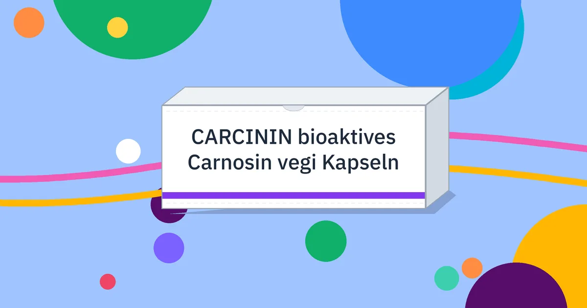 Symbolbild: Packung mit der Aufschrift CARCININ bioaktives Carnosin vegi Kapseln (PZN 16228969) – Verfügbarkeit und Bezug in Apotheken in Frankfurt am Main