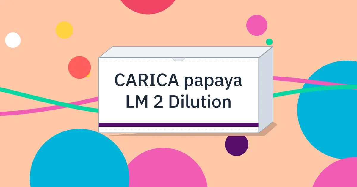 Symbolbild: Packung mit der Aufschrift CARICA papaya LM 2 Dilution (PZN 13430423) – Verfügbarkeit und Bezug in Apotheken in Frankfurt am Main