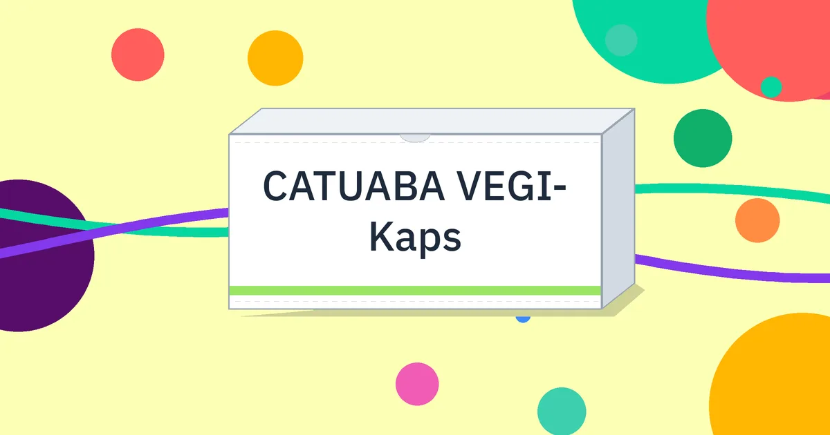 Symbolbild: Packung mit der Aufschrift CATUABA VEGI-Kaps (PZN 01449268) – Verfügbarkeit und Bezug in Apotheken in Frankfurt am Main