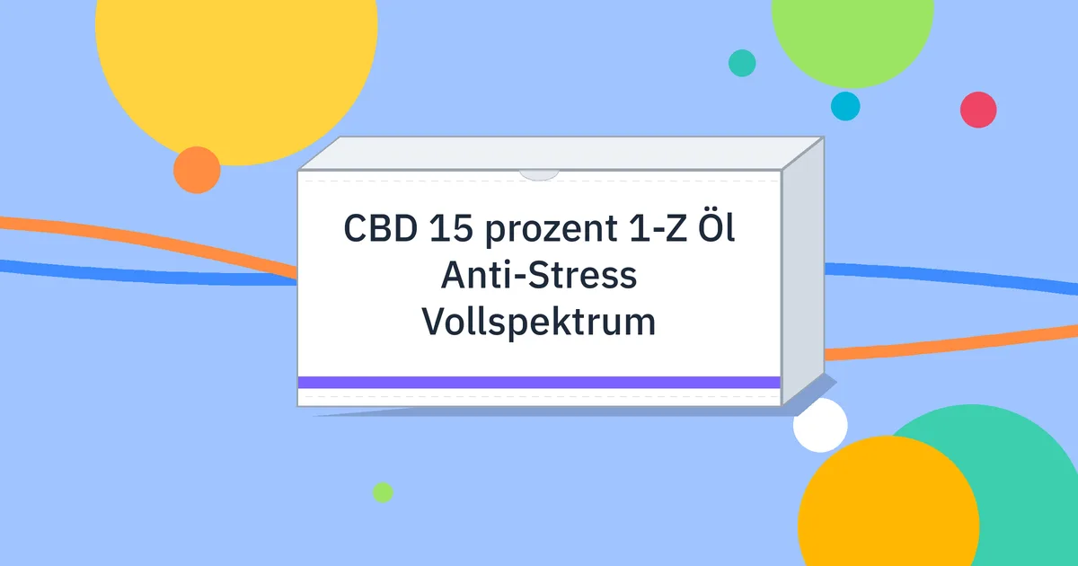 Symbolbild: Packung mit der Aufschrift CBD 15 prozent 1-Z Öl Anti-Stress Vollspektrum (PZN 18731589) – Verfügbarkeit und Bezug in Apotheken in Frankfurt am Main