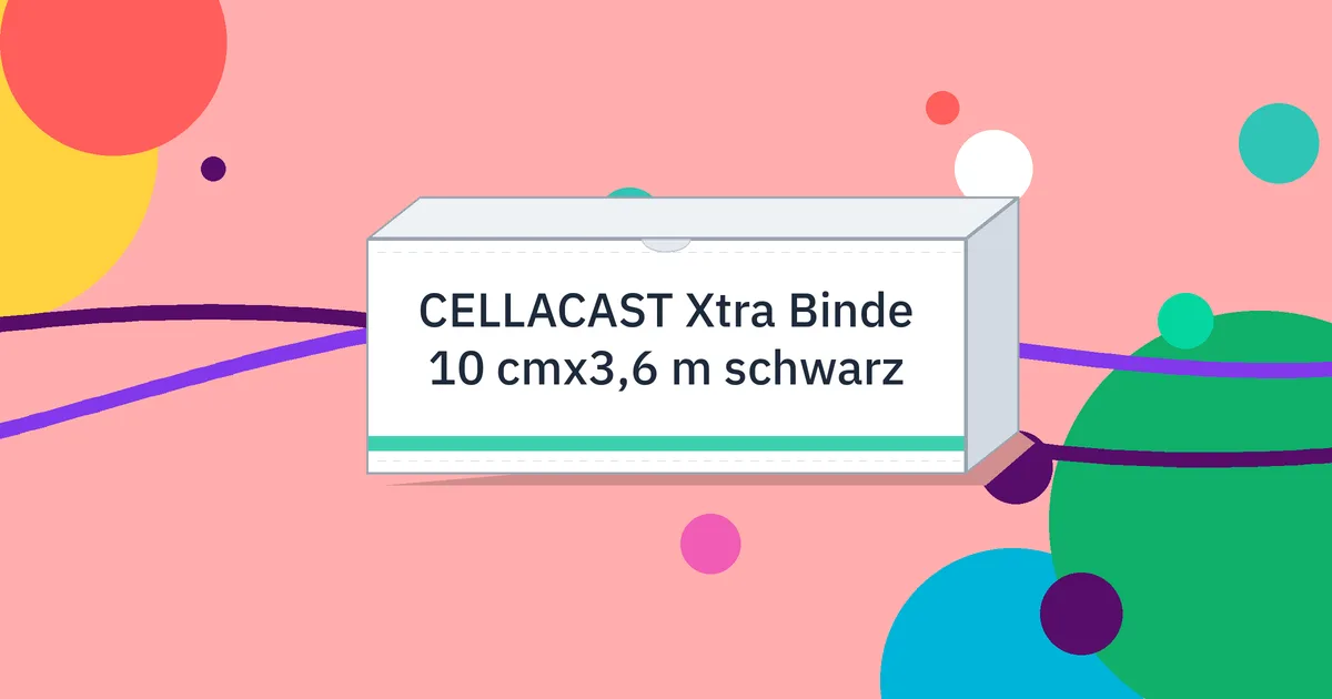 Symbolbild: Packung mit der Aufschrift CELLACAST Xtra Binde 10 cmx3,6 m schwarz (PZN 14252691) – Verfügbarkeit und Bezug in Apotheken in Frankfurt am Main