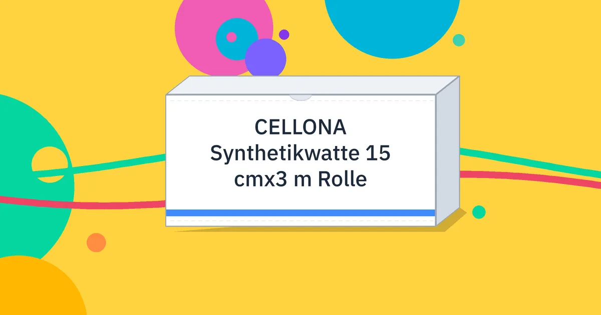 Symbolbild: Packung mit der Aufschrift CELLONA Synthetikwatte 15 cmx3 m Rolle (PZN 17831432) – Verfügbarkeit und Bezug in Apotheken in Frankfurt am Main