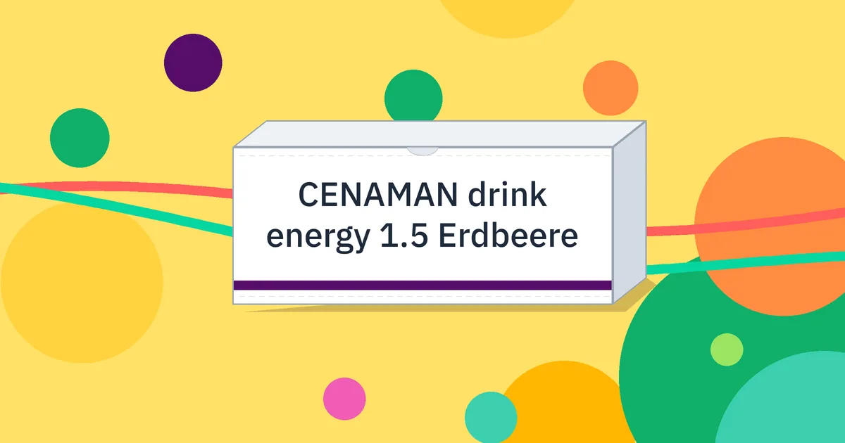 Symbolbild: Packung mit der Aufschrift CENAMAN drink energy 1.5 Erdbeere (PZN 13710950) – Verfügbarkeit und Bezug in Apotheken in Frankfurt am Main
