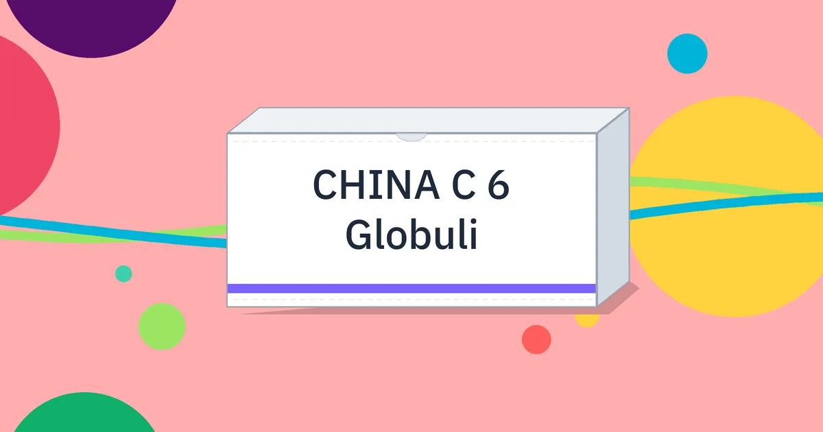 Symbolbild: Packung mit der Aufschrift CHINA C 6 Globuli (PZN 04212041) – Verfügbarkeit und Bezug in Apotheken in Frankfurt am Main