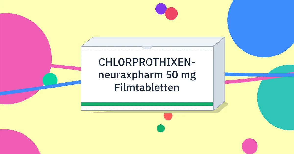 Symbolbild: Packung mit der Aufschrift CHLORPROTHIXEN-neuraxpharm 50 mg Filmtabletten (PZN 07463996) – Verfügbarkeit und Bezug in Apotheken in Frankfurt am Main