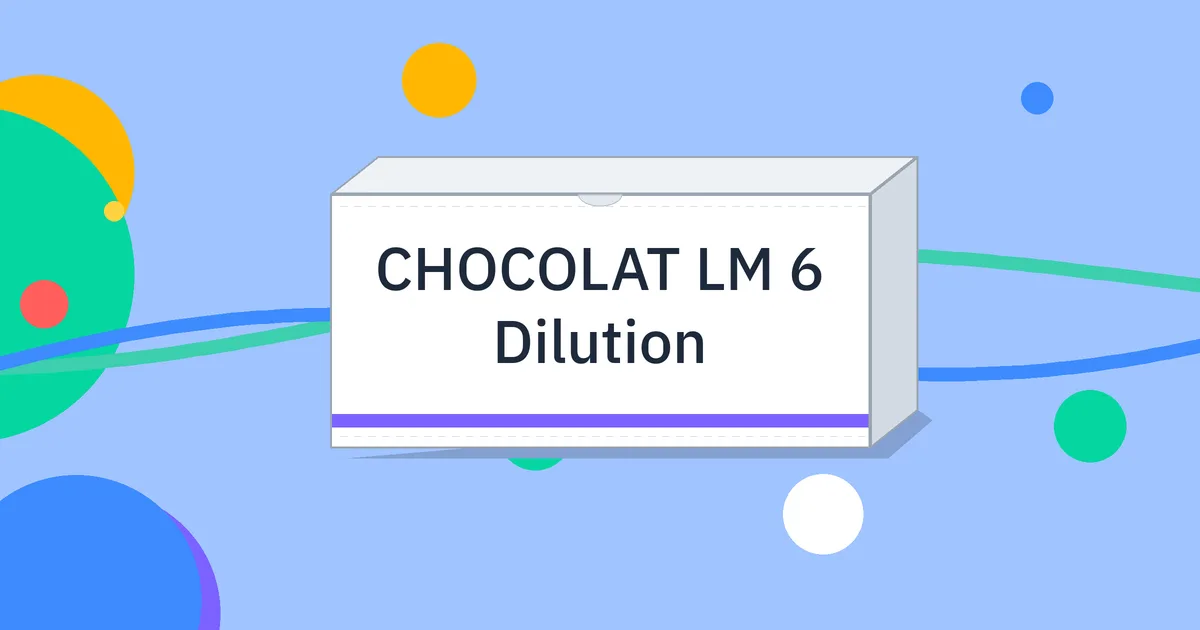 Symbolbild: Packung mit der Aufschrift CHOCOLAT LM 6 Dilution (PZN 12816824) – Verfügbarkeit und Bezug in Apotheken in Frankfurt am Main