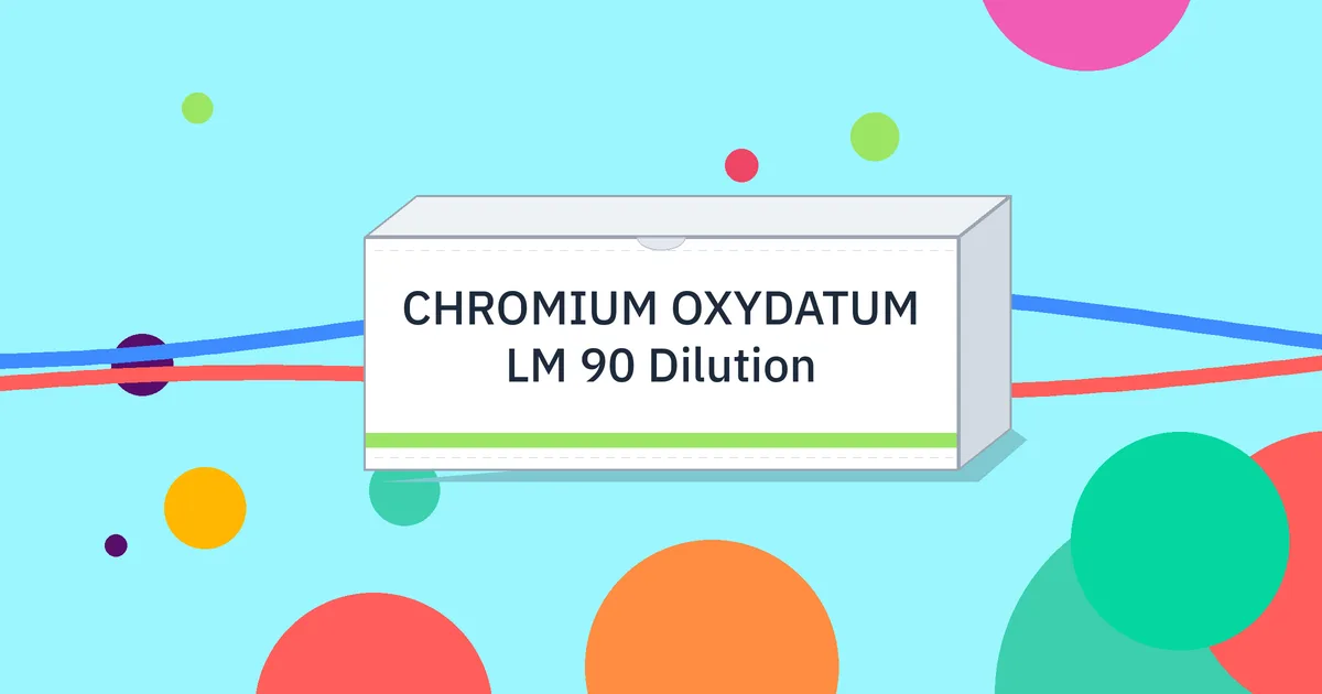 Symbolbild: Packung mit der Aufschrift CHROMIUM OXYDATUM LM 90 Dilution (PZN 13445778) – Verfügbarkeit und Bezug in Apotheken in Frankfurt am Main