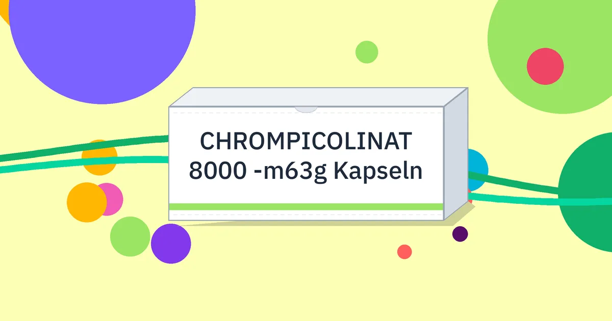 Symbolbild: Packung mit der Aufschrift CHROMPICOLINAT 8000 -m63g Kapseln (PZN 19642801) – Verfügbarkeit und Bezug in Apotheken in Frankfurt am Main
