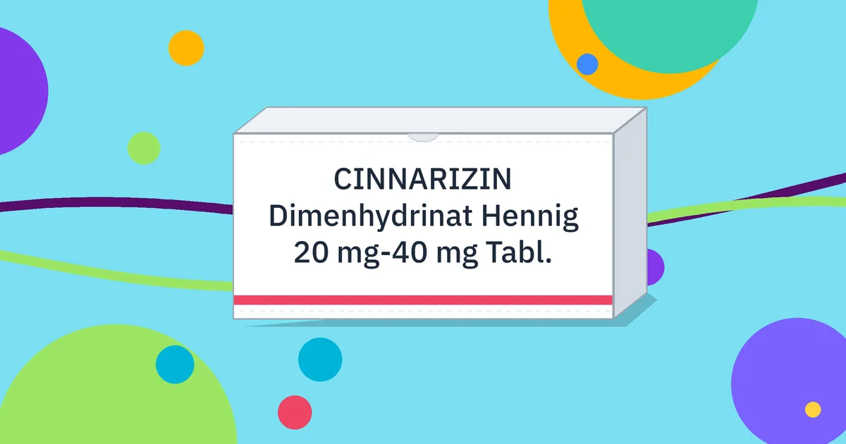 Symbolbild: Packung mit der Aufschrift CINNARIZIN Dimenhydrinat Hennig 20 mg-40 mg Tabl. (PZN 11083213) – Verfügbarkeit und Bezug in Apotheken in Frankfurt am Main