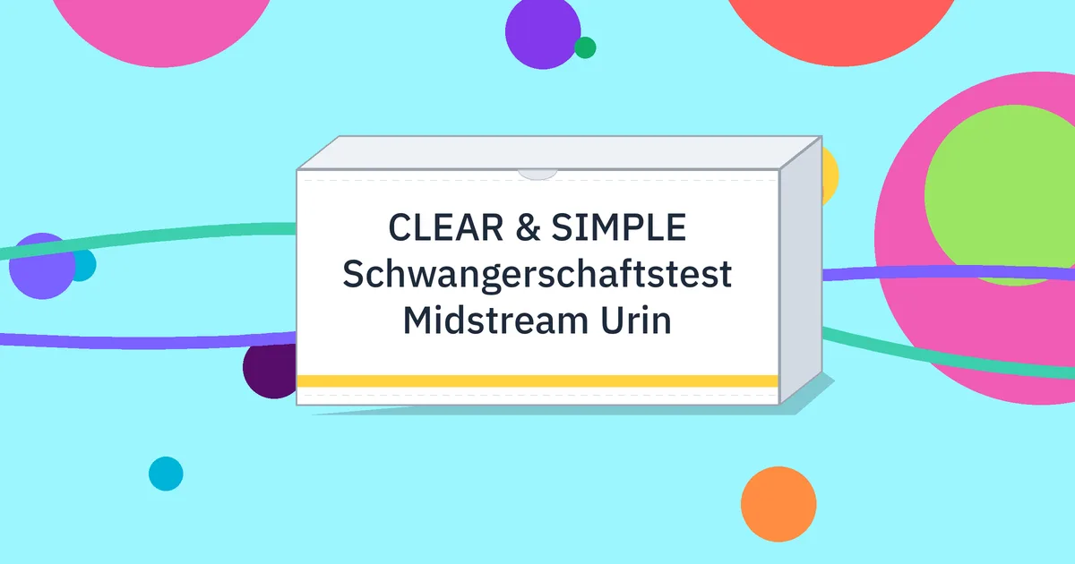 Symbolbild: Packung mit der Aufschrift CLEAR & SIMPLE Schwangerschaftstest Midstream Urin (PZN 15385046) – Verfügbarkeit und Bezug in Apotheken in Frankfurt am Main